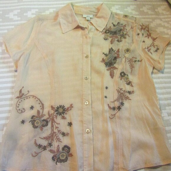 J. Jill | Tops | J Jill Peach Pink Top Small Semi Sheer Short Sleeve ...